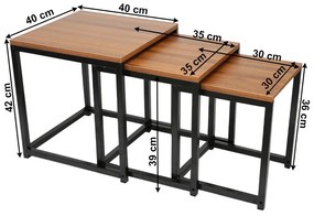 Set 3 ks konferenčních stolků Hustler Typ 3 (ořech + černá). 1075390