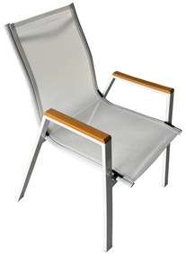 Kondela Zahradní stohovatelná židle, bílá ocel/dub, BONTO