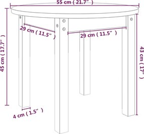 vidaXL Konferenční stolek Ø 55 x 45 cm masivní borové dřevo [822329] Barva: Černá