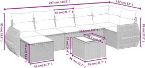 8dílná zahradní sedací souprava s poduškami černá polyratan 3264131