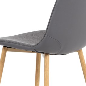 AUTRONIC Jídelní židle, šedá látka-ekokůže, kov dub