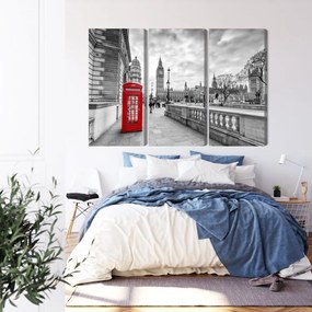Vícedílný obraz Červená Londýnská Telefonní Budka 3D Nedostatek Nedostatek Plátno Canvas 150x100
