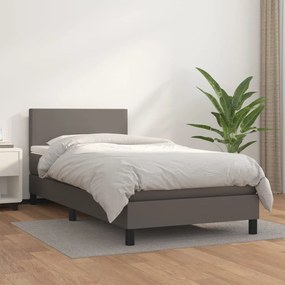 Box spring postel s matrací šedá 90x190 cm umělá kůže,  3140979
