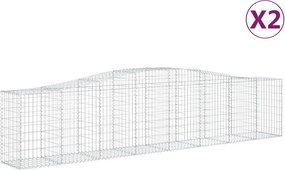 Klenuté gabionové koše 2 ks 400x50x80/100 cm pozinkované železo 3145943