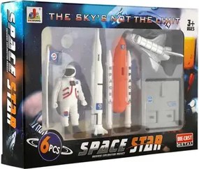 TEDDIES Vesmírná sada astronaut a raketoplán / 6 ks / kov/plast / od 3