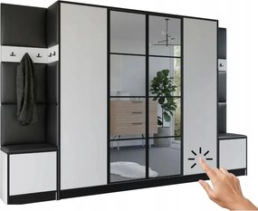 Šatní skříň EDEN 17 bílý + ekokůže černý Vzor 1
