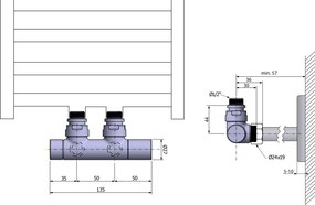 Sapho TWIN BLACK připojovací sada ventilů pro středové připojení rozteč 50 mm černá matná CP4101BS