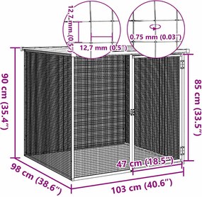 Klec pro kuřata se střechou světle šedá 103 x 98 x 90 cm ocel 172338