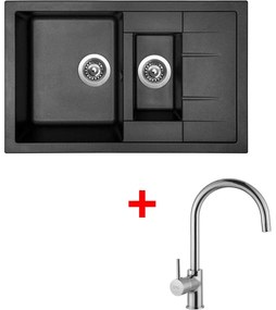 Set Sinks CRYSTAL 780.1 Metalblack+VITALIA