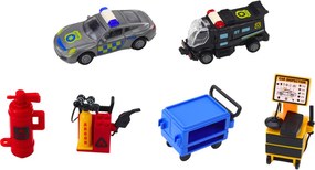 LEAN Toys Sada – Rozkládací dráha, garáž v kufříku, policejní sada, světla a zvuky