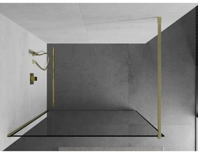 Mexen Kioto, sprchová zástěna Walk-In 50 x 200 cm, 8mm čiré sklo černý vzor, ​​zlatý matný profil, 800-050-101-55-70