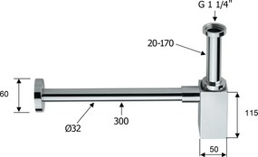 Sapho umyvadlový sifon 5/4 odpad 32 mm hranatý zlatá matná SI419