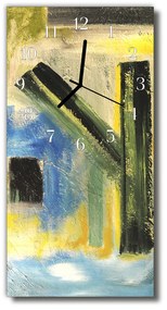 Skleněné hodiny vertikální  Umělecký vzor barevný 30x60 cm