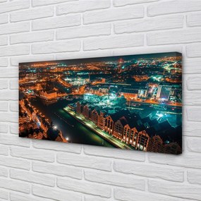 Obrazy na plátně Gdańsk River noční panorama 120x60 cm