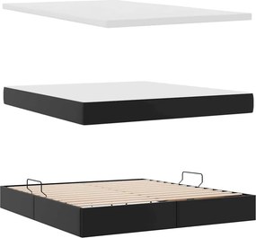 Postel s úložným prostorem s čelo Černá 160 x 200 cm Umělá kůže 3371673