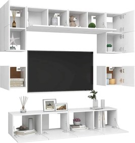 8dílný set TV skříněk bílý kompozitní dřevo 3078691