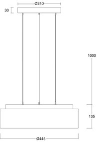 Osmont 67390 Eris LE3, závěsné svítidlo z triplexového skla se stříbrným závěsem, LED 33W 3000K, IP40, prům. 44,5 cm