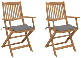 Skládací zahradní židle s poduškami 2 ks masivní akáciové dřevo,  3064591