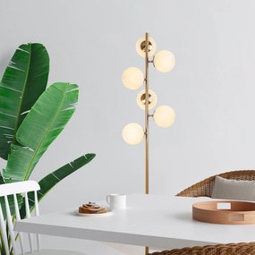 OPVIQ Podlahová lampa FAZLI bronz mléčné sklo