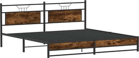 Kovový rám postele bez matrace kouřový dub 193 x 203 cm 3325111