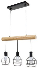 Závěsné svítidlo H82 industrial, mrížka 3 74207 - kov / dřevo - Černá