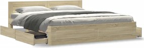 Rám postele s čelem dub sonoma 200 x 200 cm kompozitní dřevo 3295536