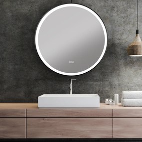 Smartzrcadla Koupelnové zrcadlo kulaté S-4648 s LED podsvícením Ø 75 cm (černý rám)