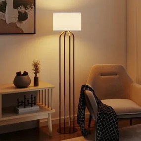 HOMCOM obývací pokoj - stojací lampa, stojací lampa se stínidlem z lnu a nožním vypínačem, Ø 38 × 161 cm, zlatá a béžová
