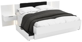 Manželská postel ARKADIA + rošt + matrace COMFORT + deska s nočními stolky, 160x200, dub Kraft zlatý/černá