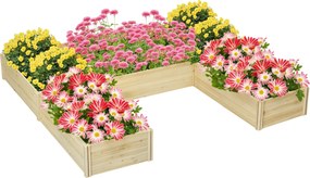 Outsunny Sada 5 modulárních dřevěných vyvýšených záhonů pro venkovní použití, předem olejovaný smrk, rozměry 230D x 230Š x 28V cm přírodní dřevo | Aos