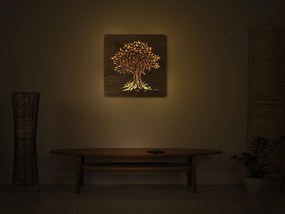 Li-Go "Dub" světelný obraz s baterií 62x62cm varianta: ovládání na obraze včetně dálkového ovladače, provedení: černá s patinou