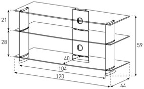 Tv stolek PL 3100 (čiré sklo + stříbrné alu)