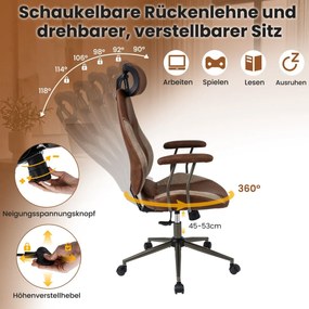 Costway Ergonomická kancelářská židle Stolní počítačová židle s opěrkou hlavy