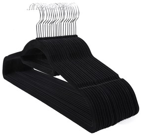 Rongomic Velurové ramínko na oděvy 20 kusů - černé