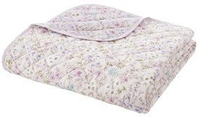 Bavlněný prošívaný přehoz v levandulové a béžové barvě 220x230 cm Ditsy Floral – Bianca