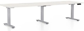 Výškově nastavitelný stůl OfficeTech Long, 260 x 80 cm, šedá podnož, bílý jasan