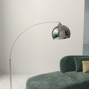 HOMCOM Stojací lampa, 40 W, 100-115L x 30W x 170-180H cm, výškově nastavitelná, otočná, oblouková lampa s žárovkou, patice E27, stříbrná | Aosom