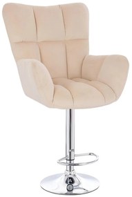 LuxuryForm DESIGN Barové křeslo AURORA VELUR na stříbrné kulaté podstavě - krémové