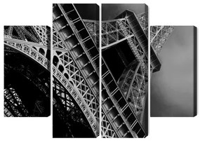 Vícedílný obraz Černobílý Pohled Zespodu Na Eiffelovu Věž Nedostatek Nedostatek Plátno Canvas 200x150