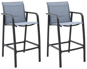 vidaXL Zahradní barové židle 2 ks šedé textilen