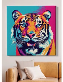 Obraz na plátně - Barevný Tygr Pop Art FeelHappy.cz Velikost obrazu: 120 x 120 cm