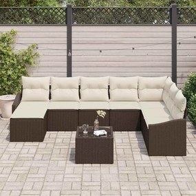 Set pohovek 9 ks Hnědá polyratan 3346848