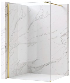 Bezrámová sprchová zástěna REA FLEXI GOLD BRUSH 110 cm, zlatá kartáčovaná/transparent - bez vaničky