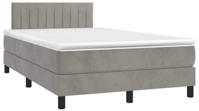 Box spring postel s matrací a LED světle šedá 120x190 cm samet 3270165