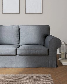 Potah na pohovku IKEA  Ektorp 3-místná, rozkládací STARÝ MODEL PIXBO barva šedá látka pletený vzor