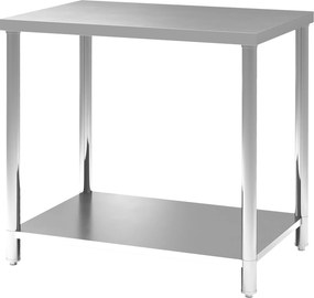 HOMCOM Pracovní stůl z nerezové oceli - Přípravný stůl do kuchyně se 2 policemi, Pracovní stůl do garáže, na zahradu, 90 x 60 x 86 cm, Stříbrný