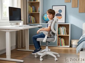 Dětská židle s podnožkou MARCO - šedá síťovina