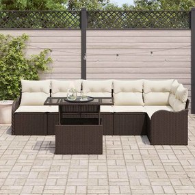 Set pohovek 7 ks Hnědá Poly ratan 3348474