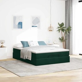 Osmanský rám postele s matrací tmavě zelená 140x190cm samet 3311186