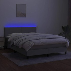 Box spring postel s matrací a LED světle šedá 140x190 cm textil 3132989